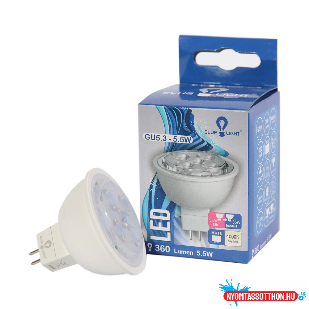 Led 5,5W MR16 4000k 360lm Blue Light - printathome.eu